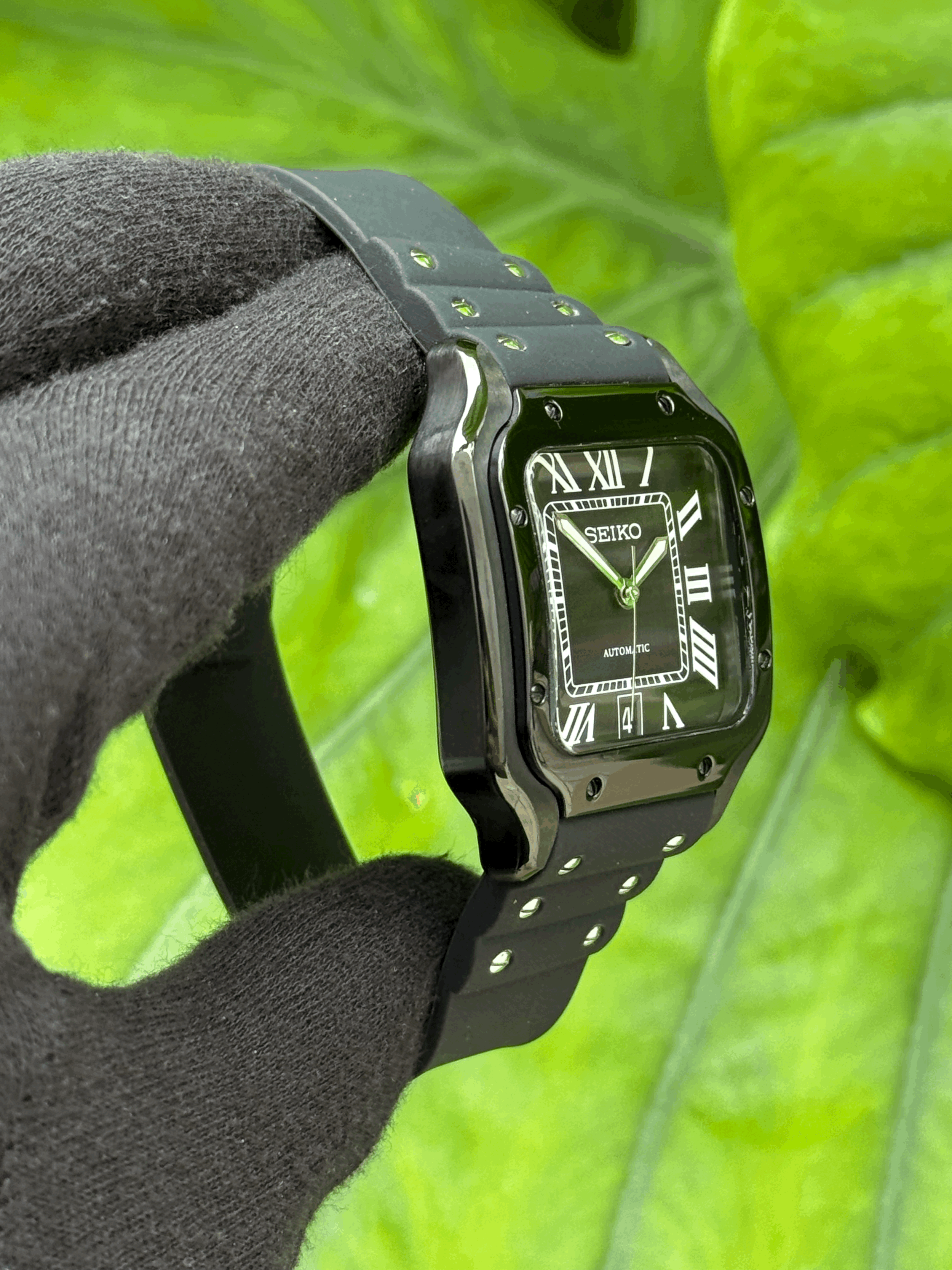 Square Mod - Blackout Rubber Strap — Watch Mod
