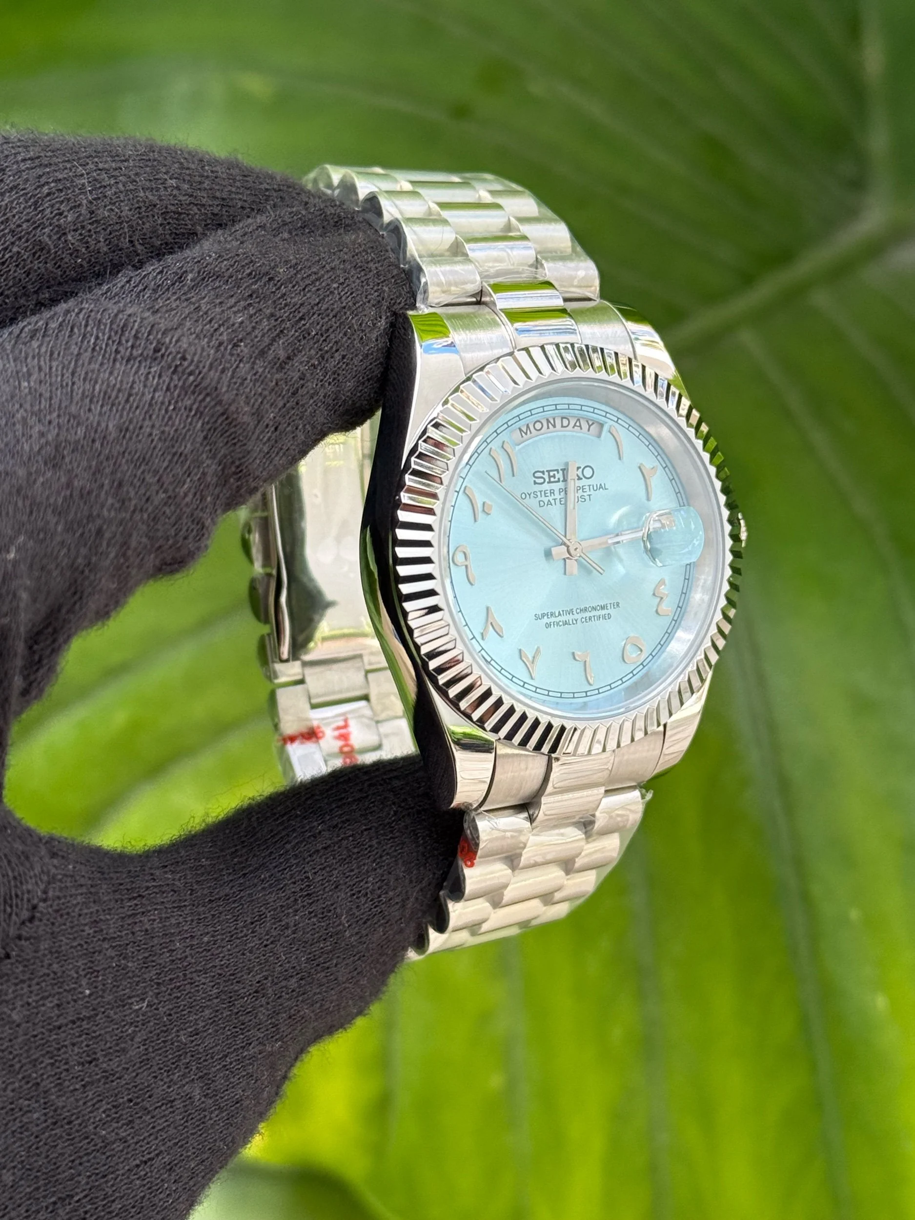 Day and Date Ice Blue - Arabic Numerals — Watch Mod