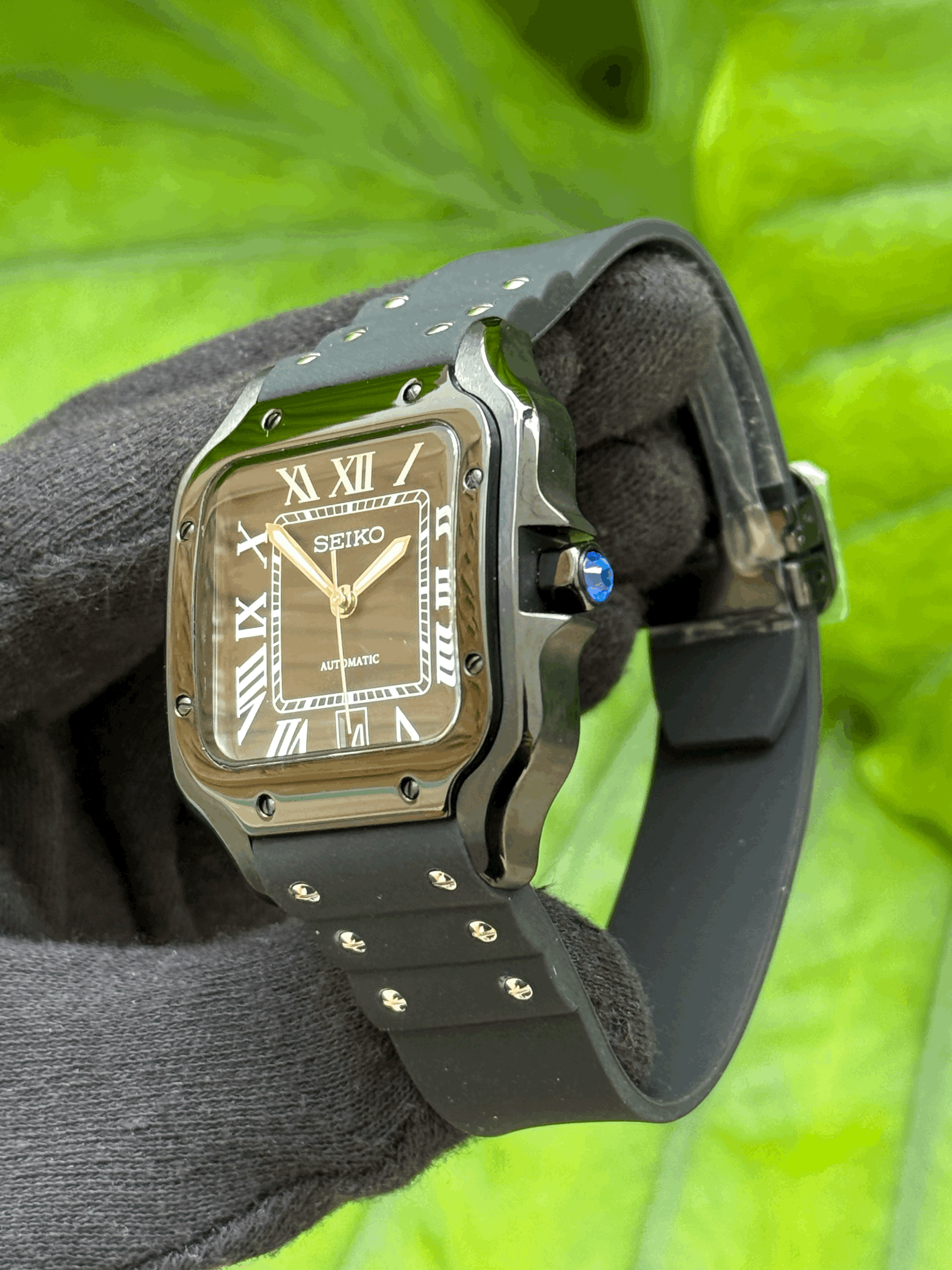 Square Mod - Blackout Rubber Strap — Watch Mod