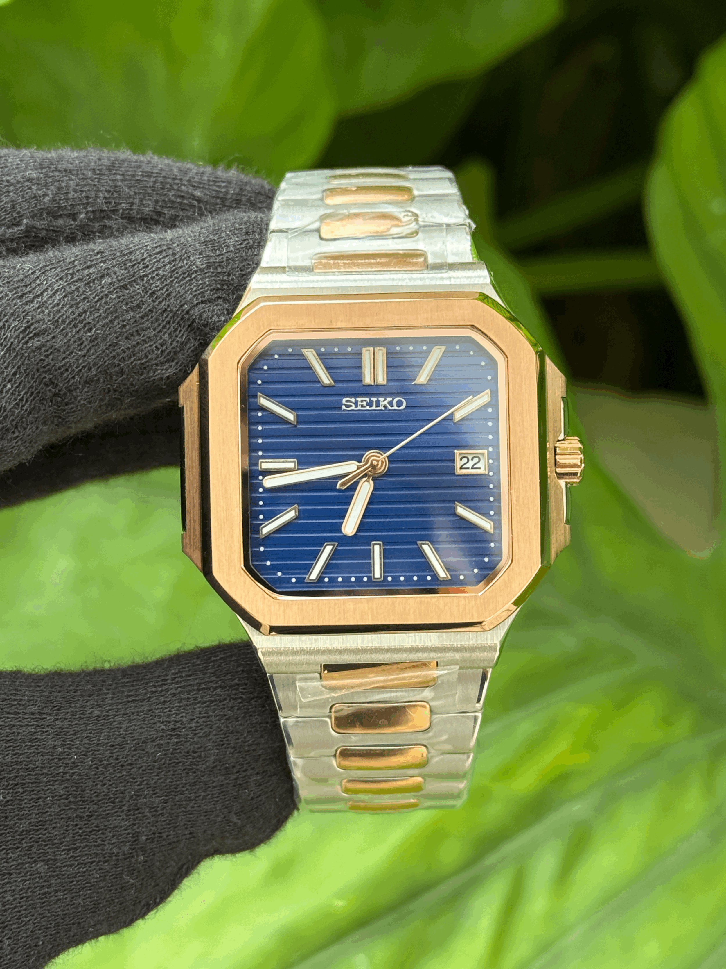 Cube Mod - Two Tone Rose Gold Blue Dial — Watch Mod