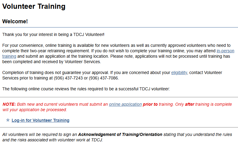 TDCJ Training | Join TDCJ Volunteer Efforts — Kairos Goree