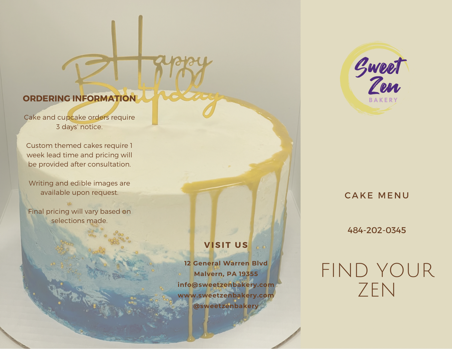 Menu — Sweet Zen Bakery