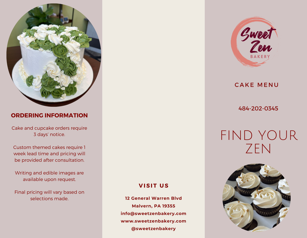 Menu — Sweet Zen Bakery