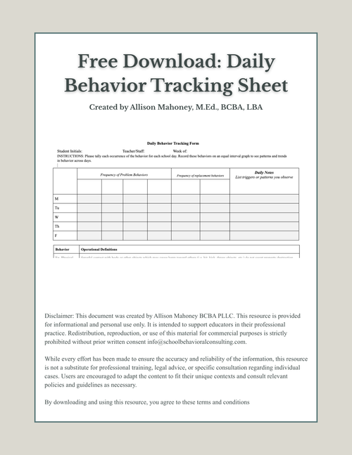 Free Behavior Tools for Educators & School BCBAs | BIP Checklists, Data ...