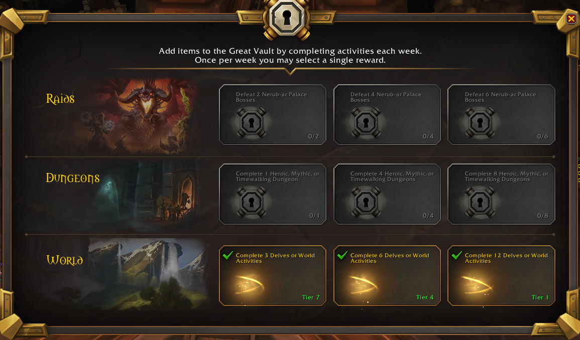 Great Vault Rewards from all Delve Difficulties | World of Warcraft ...
