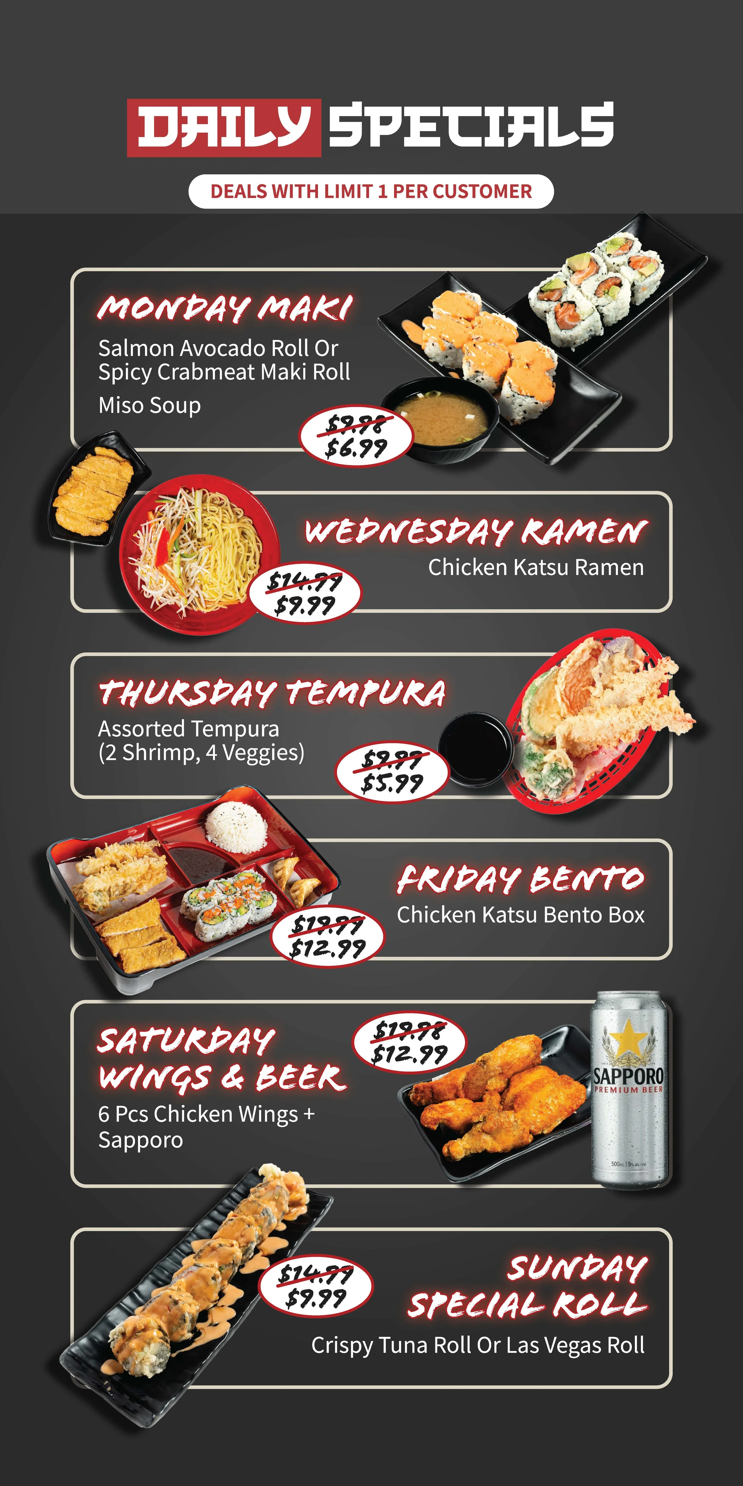 Daily Deals — Sakuro Izakaya Asian Restaurant & Diner