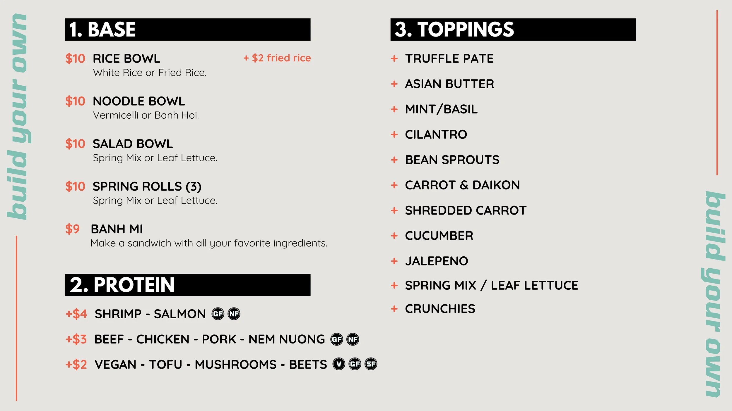 MENU — NEM Spring Roll Bar