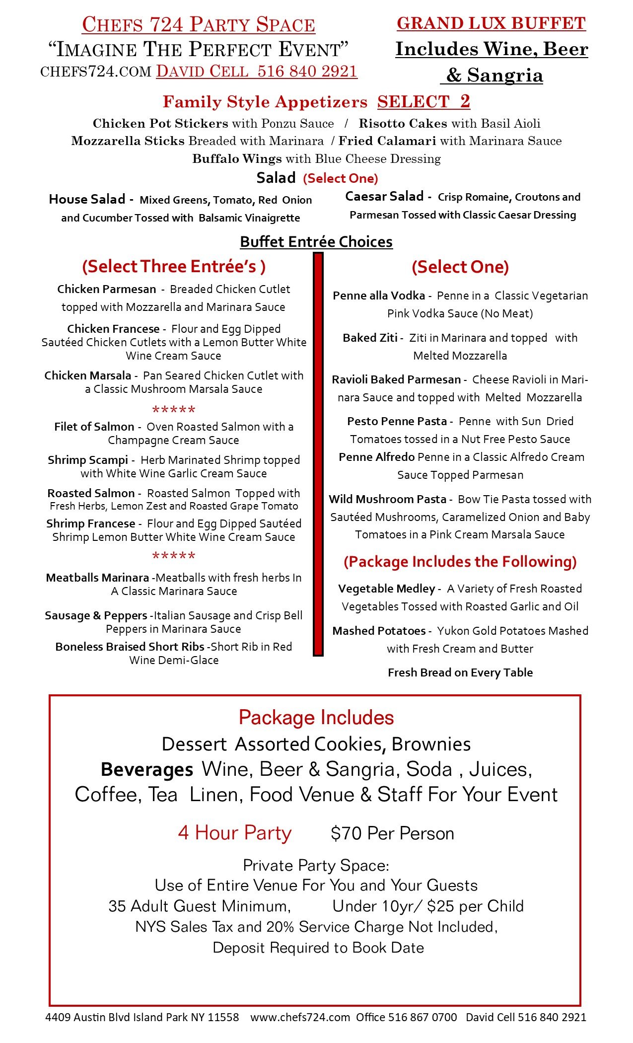 View All Of Our Menus — Chefs 724 Event Space