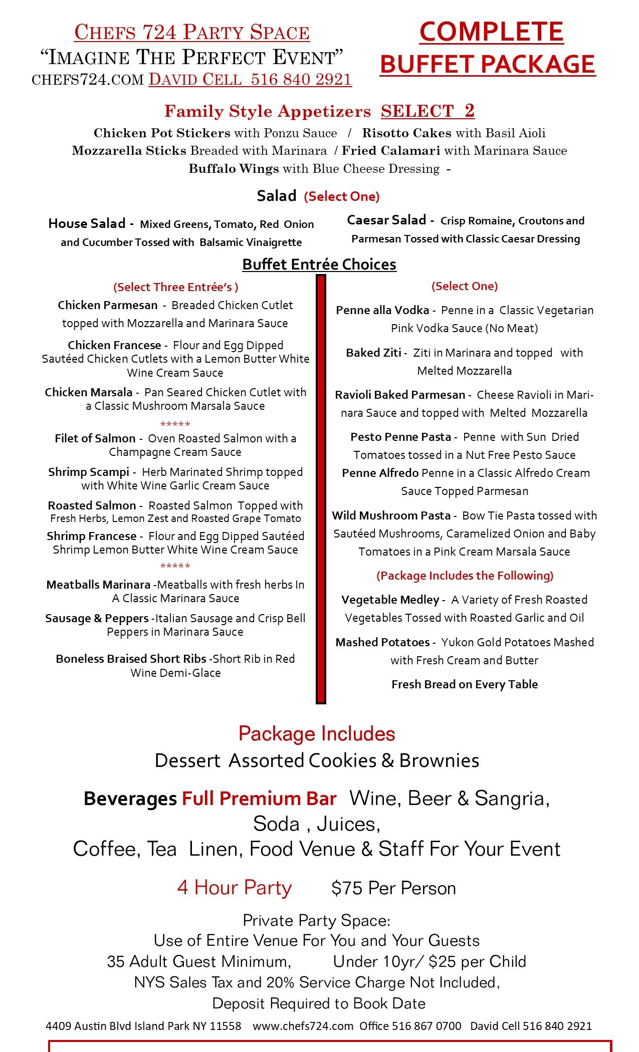 View All Of Our Menus — Chefs 724 Event Space