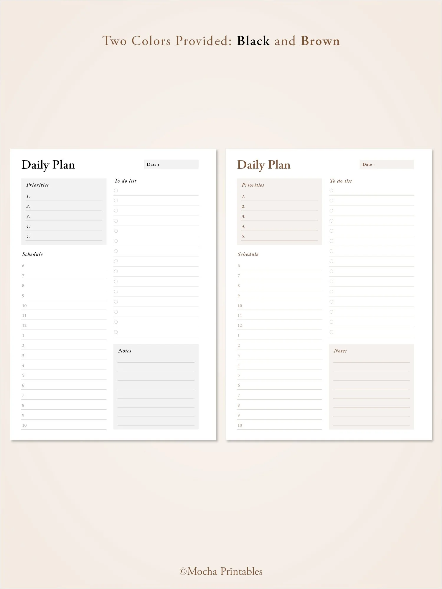 Printable 2D1P Daily Journal - Two Days Per Page — Mocha Printables