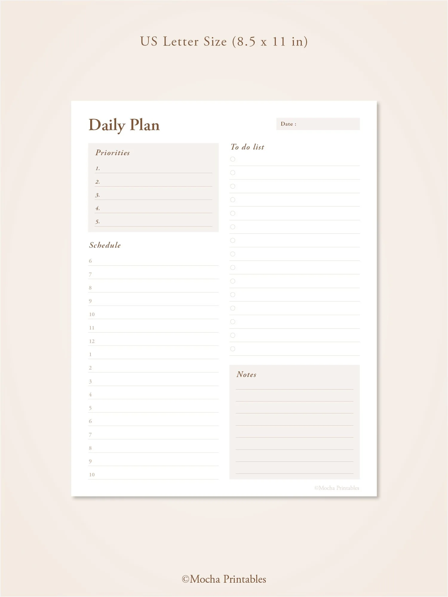 Printable 2D1P Daily Journal - Two Days Per Page — Mocha Printables