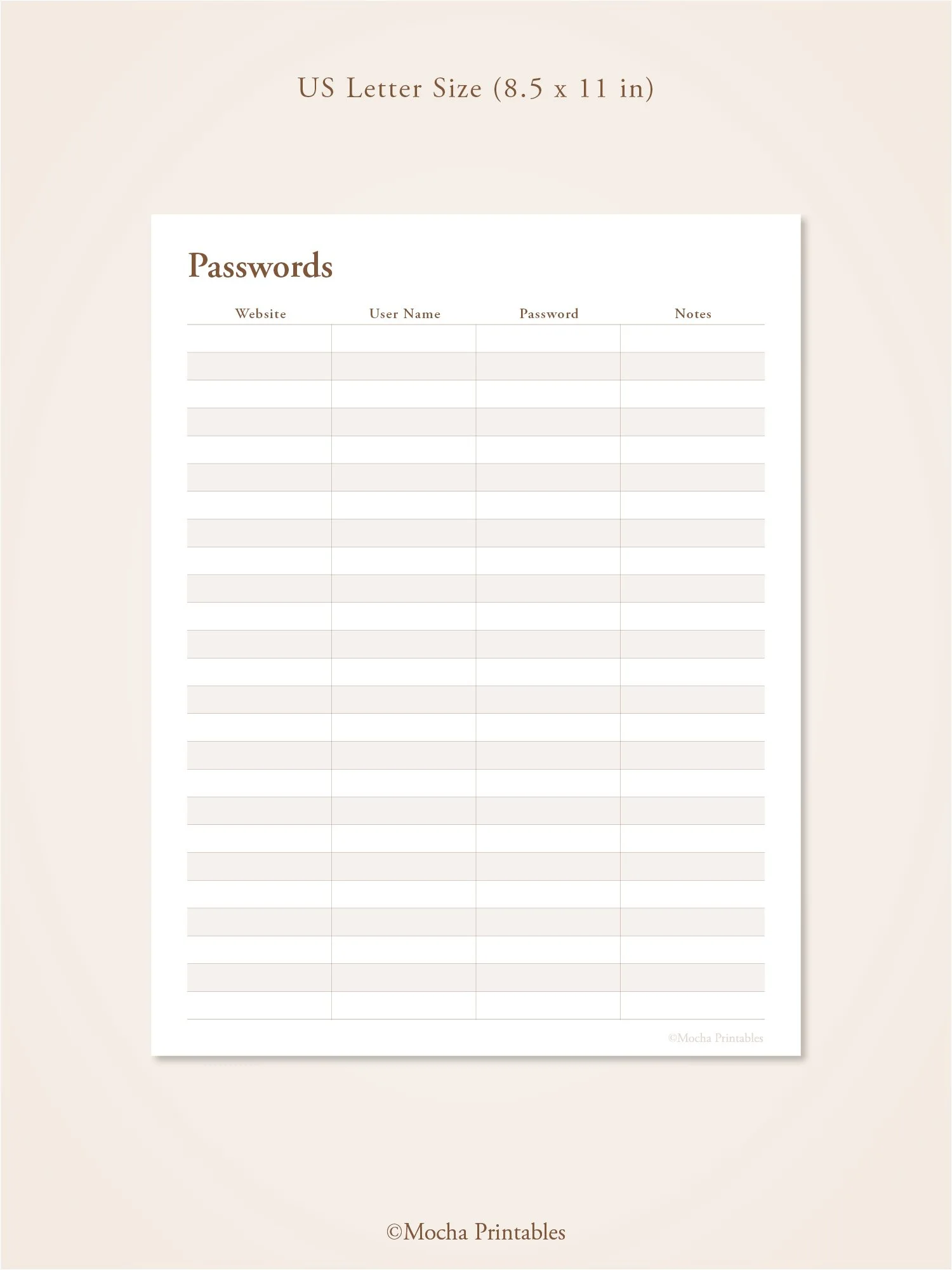 Printable Time Log - Track Your Daily Activities — Mocha Printables