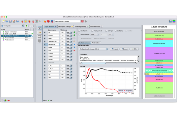 Setfos: Simulation Software for OLEDs and Perovskite Solar Cells — Fluxim