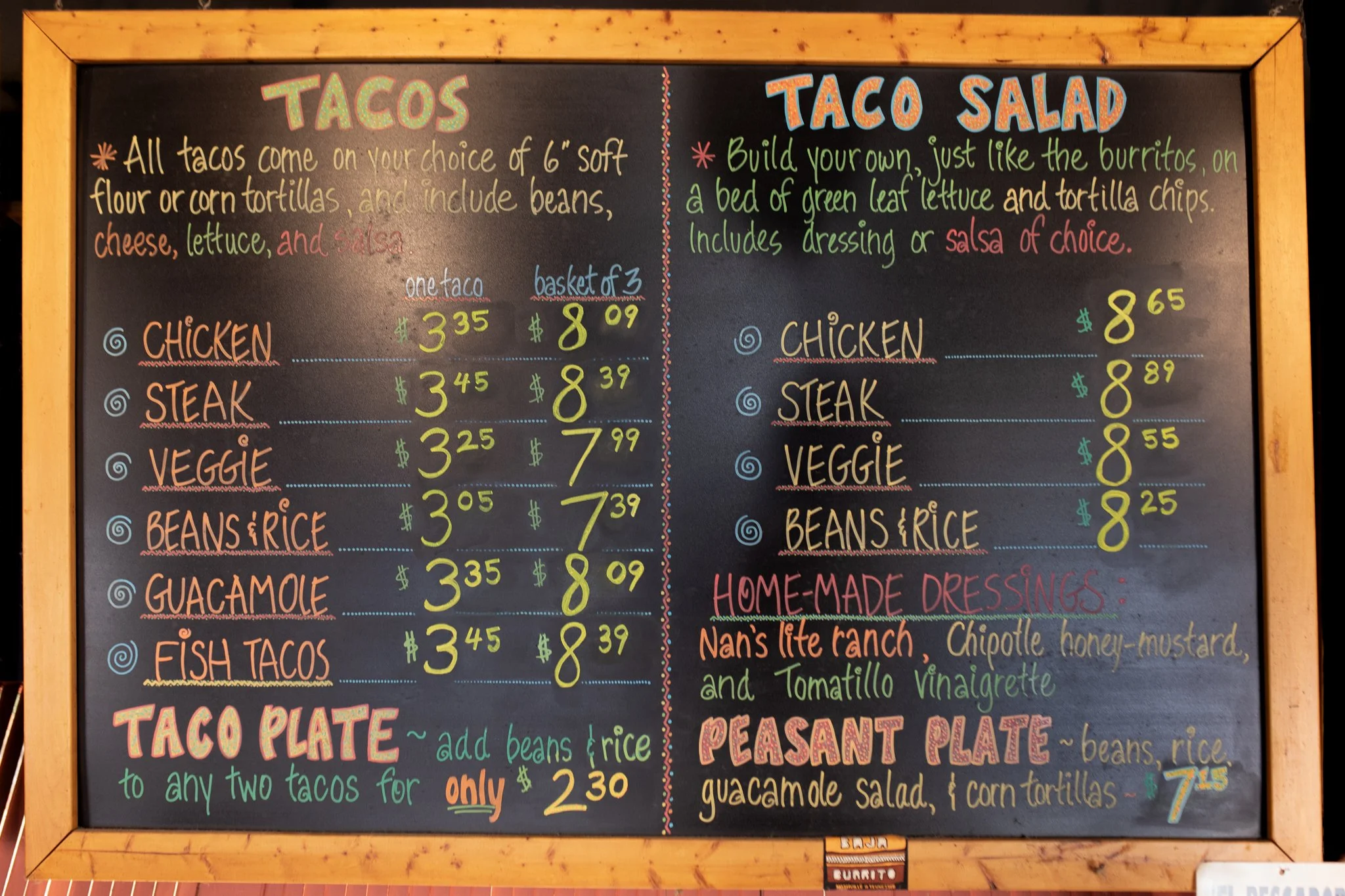 Menu 1 — Baja Burrito