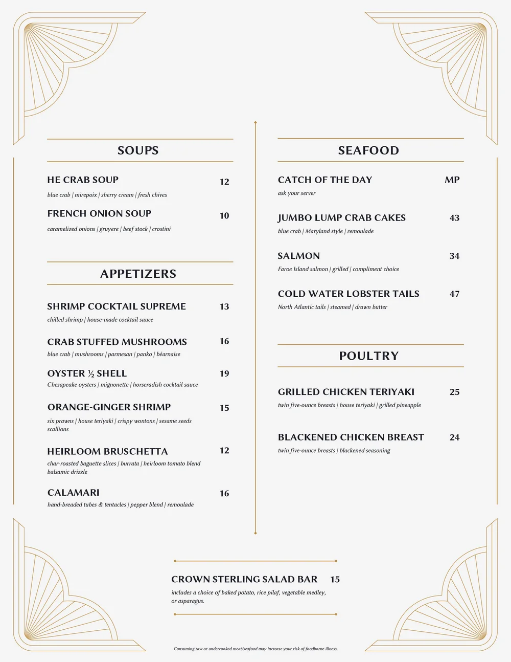 Menu — The Crown's Ember