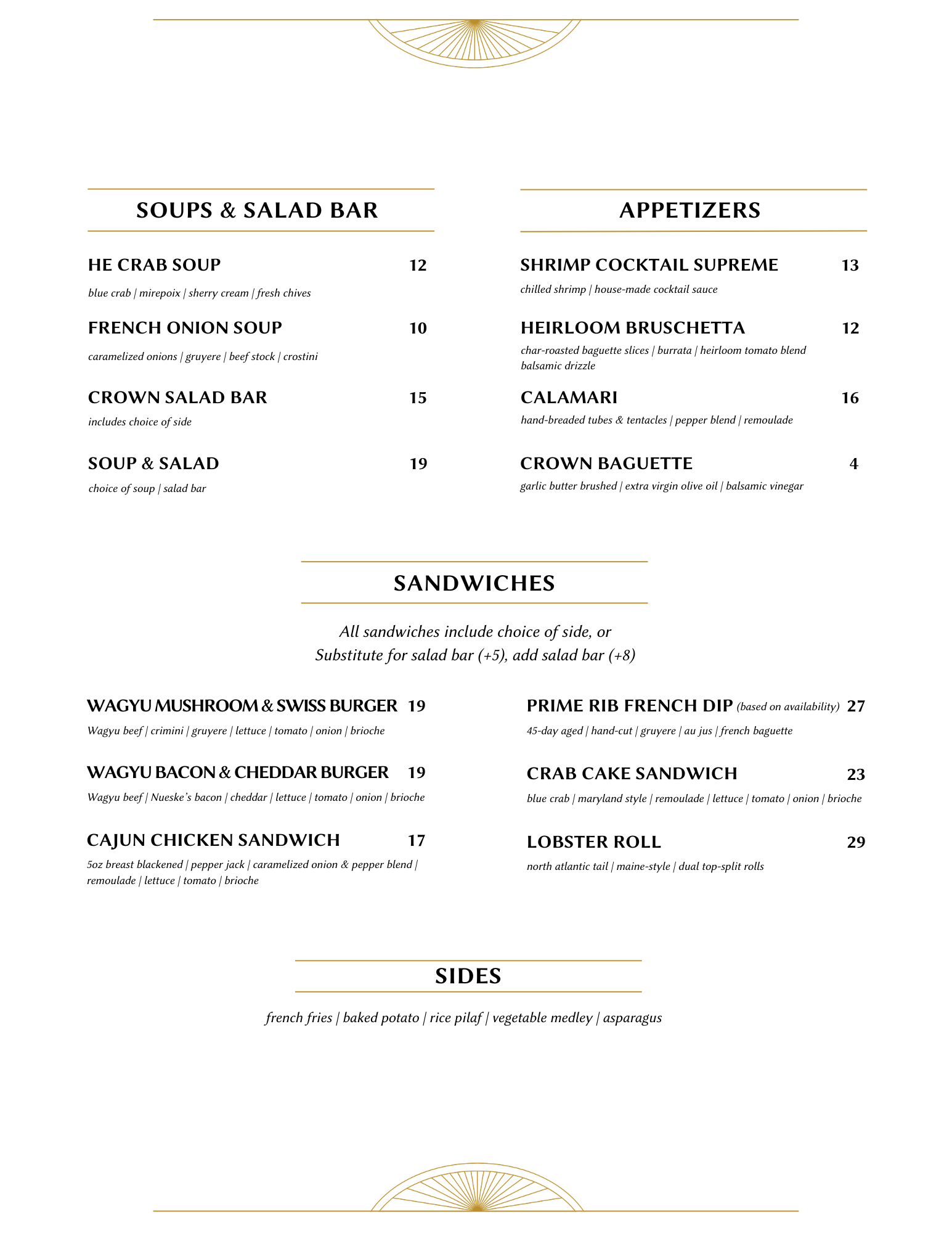 Menu — The Crown's Ember