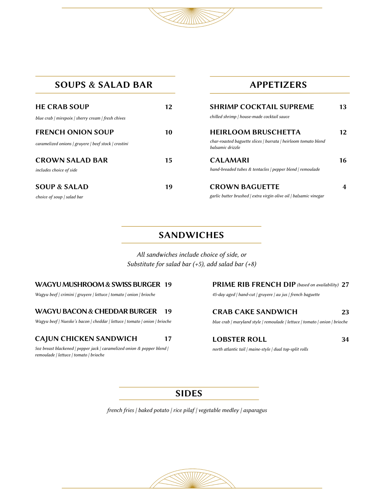 Menu — The Crown's Ember