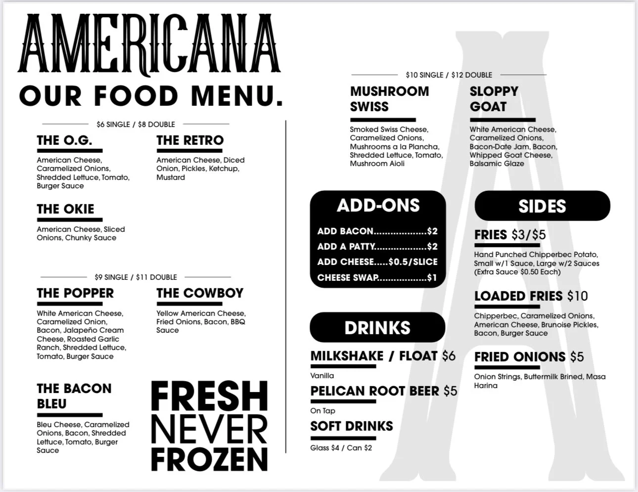 Menu 1 — Americana