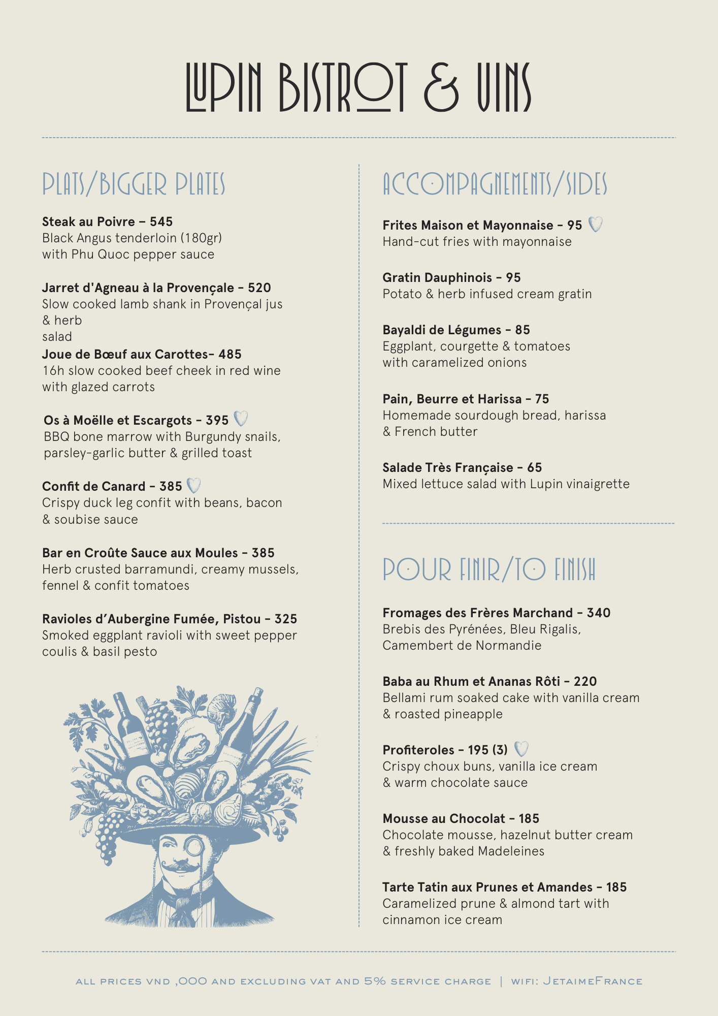 Menu — Lupin Bistrot et Vins