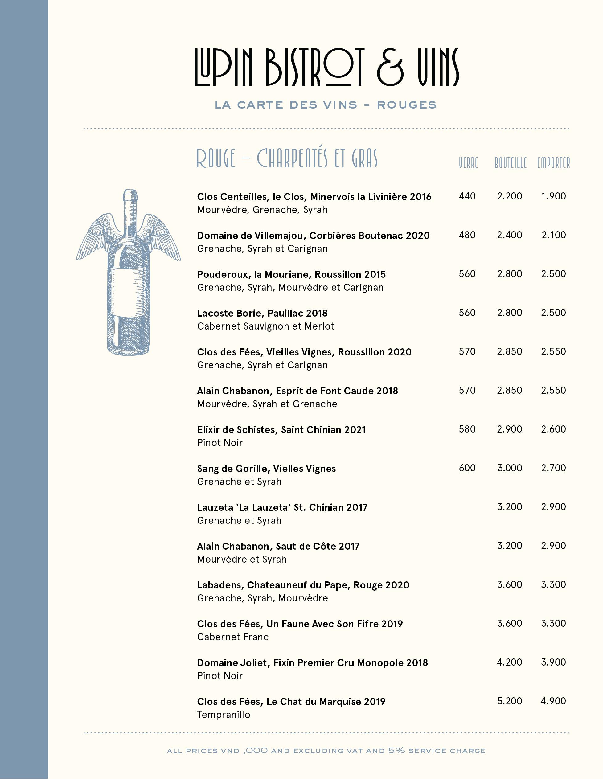 Menu — Lupin Bistrot et Vins