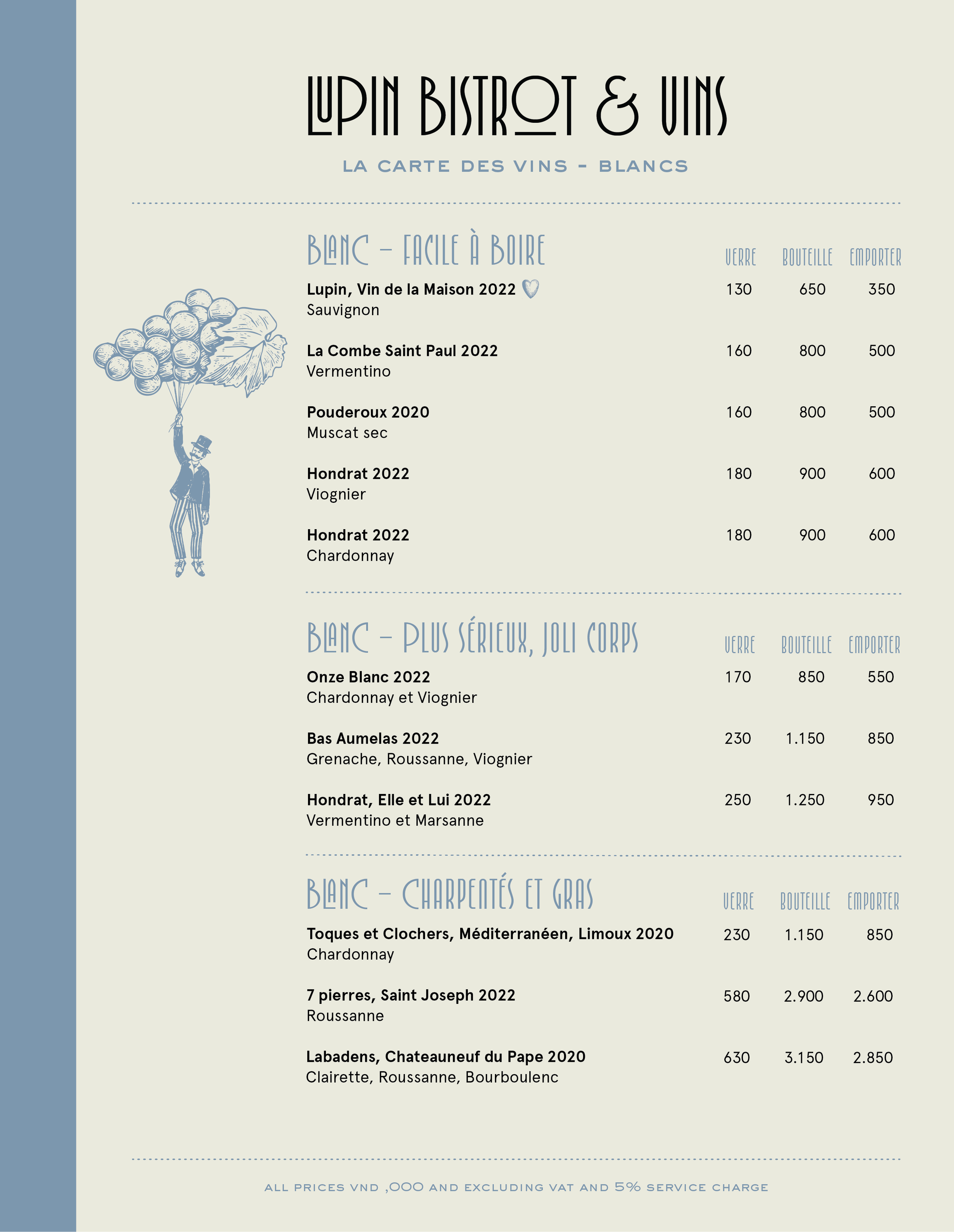 Menu — Lupin Bistrot et Vins