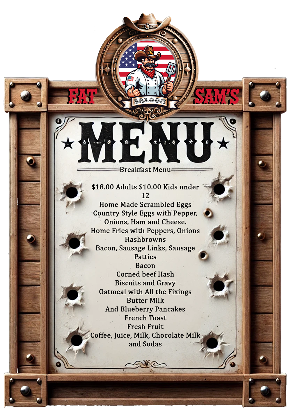 Menu — FAT SAMS HOME COOKIN