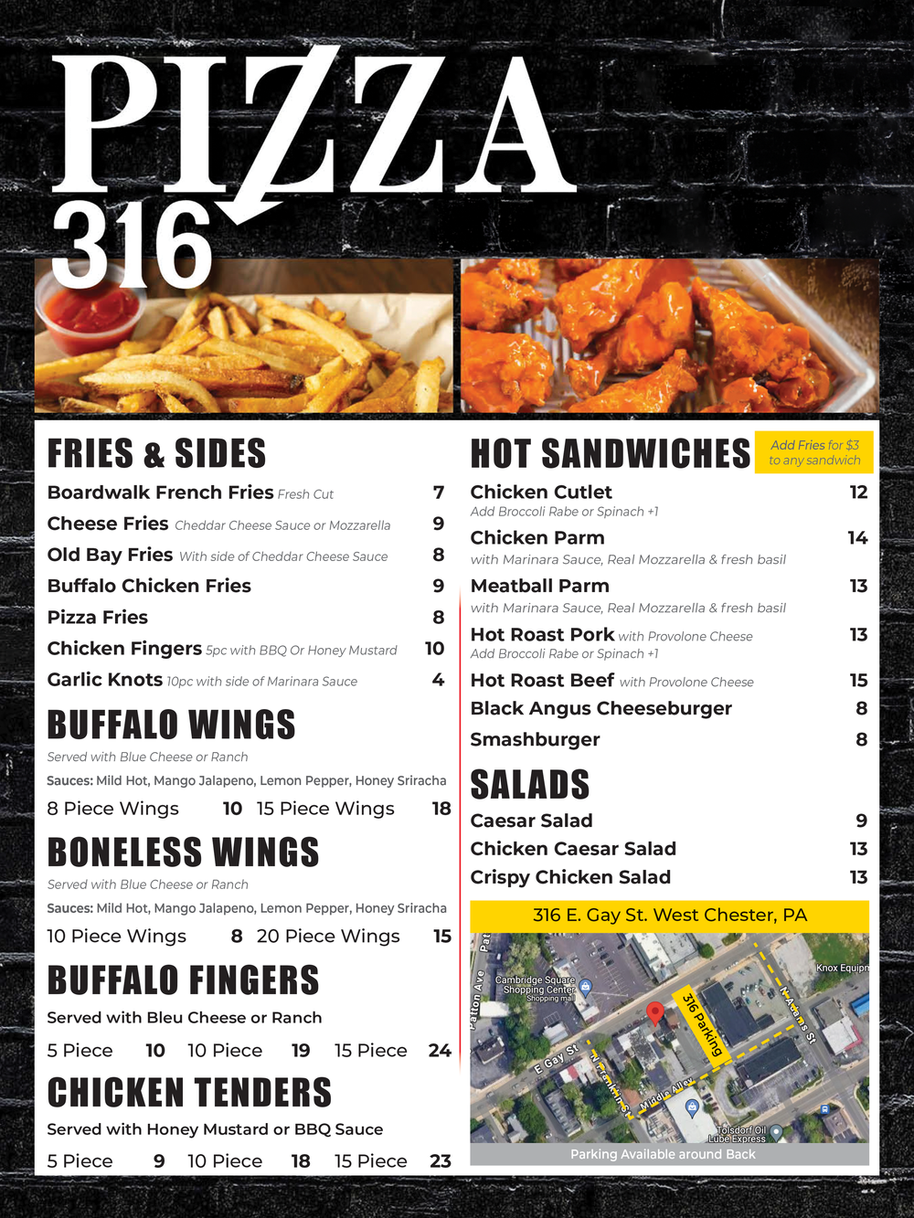 Pizza to Remember Menu — Pizza 316