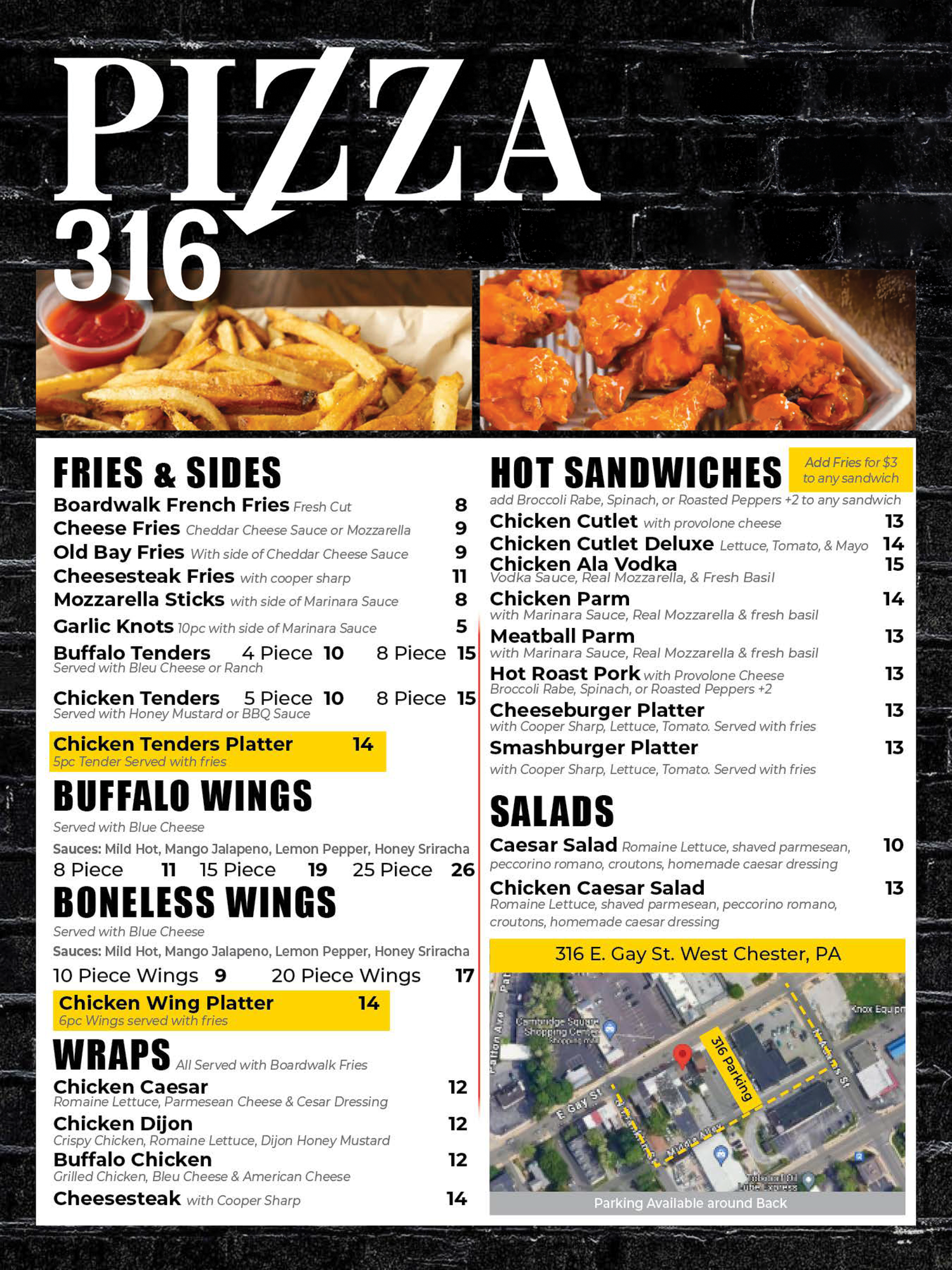 Pizza to Remember Menu — Pizza 316
