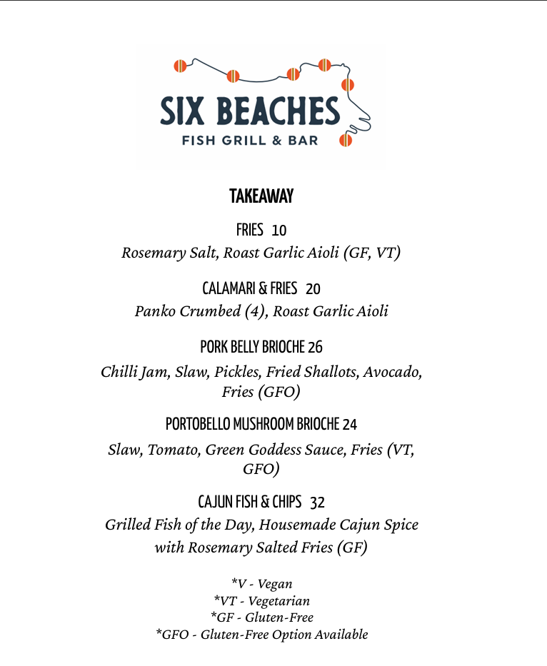 Menu — Six Beaches