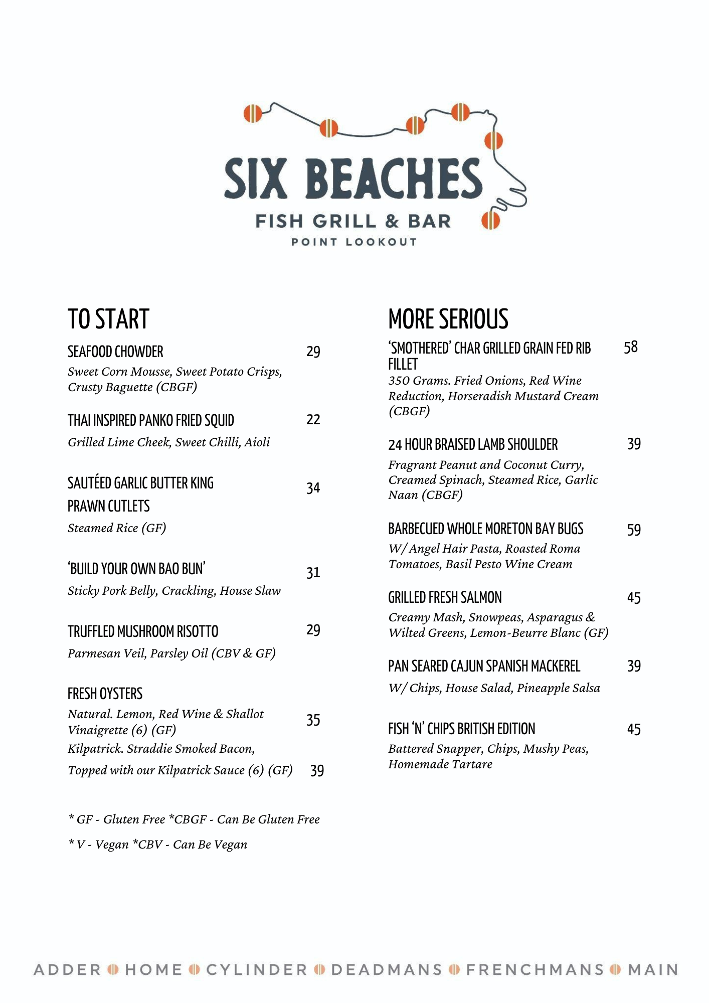 Menu — Six Beaches