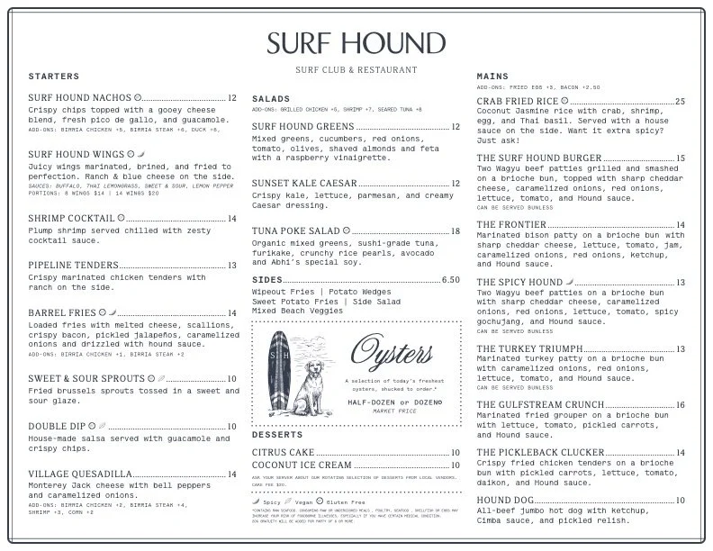 Menu 1 — Surf Hound