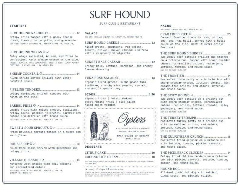 Menu 1 — Surf Hound