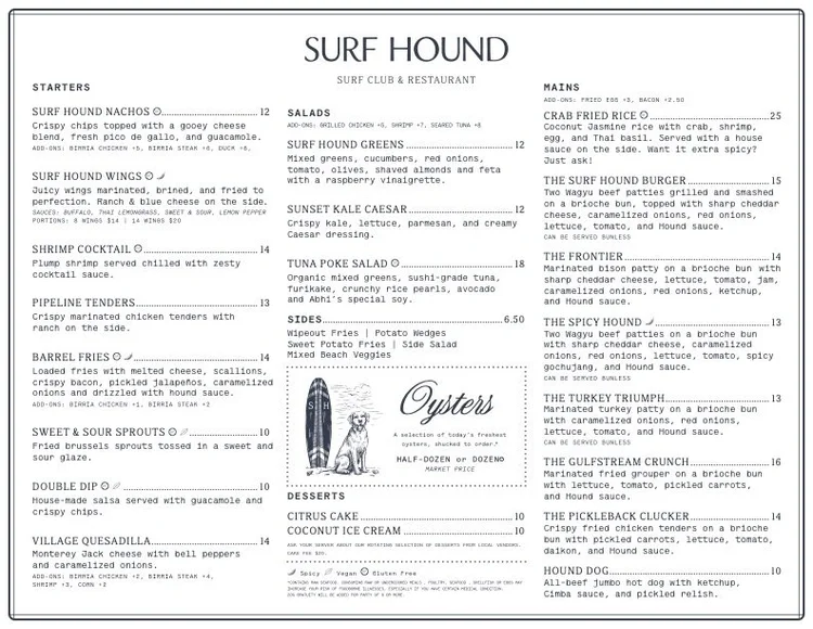 Menu 1 — Surf Hound