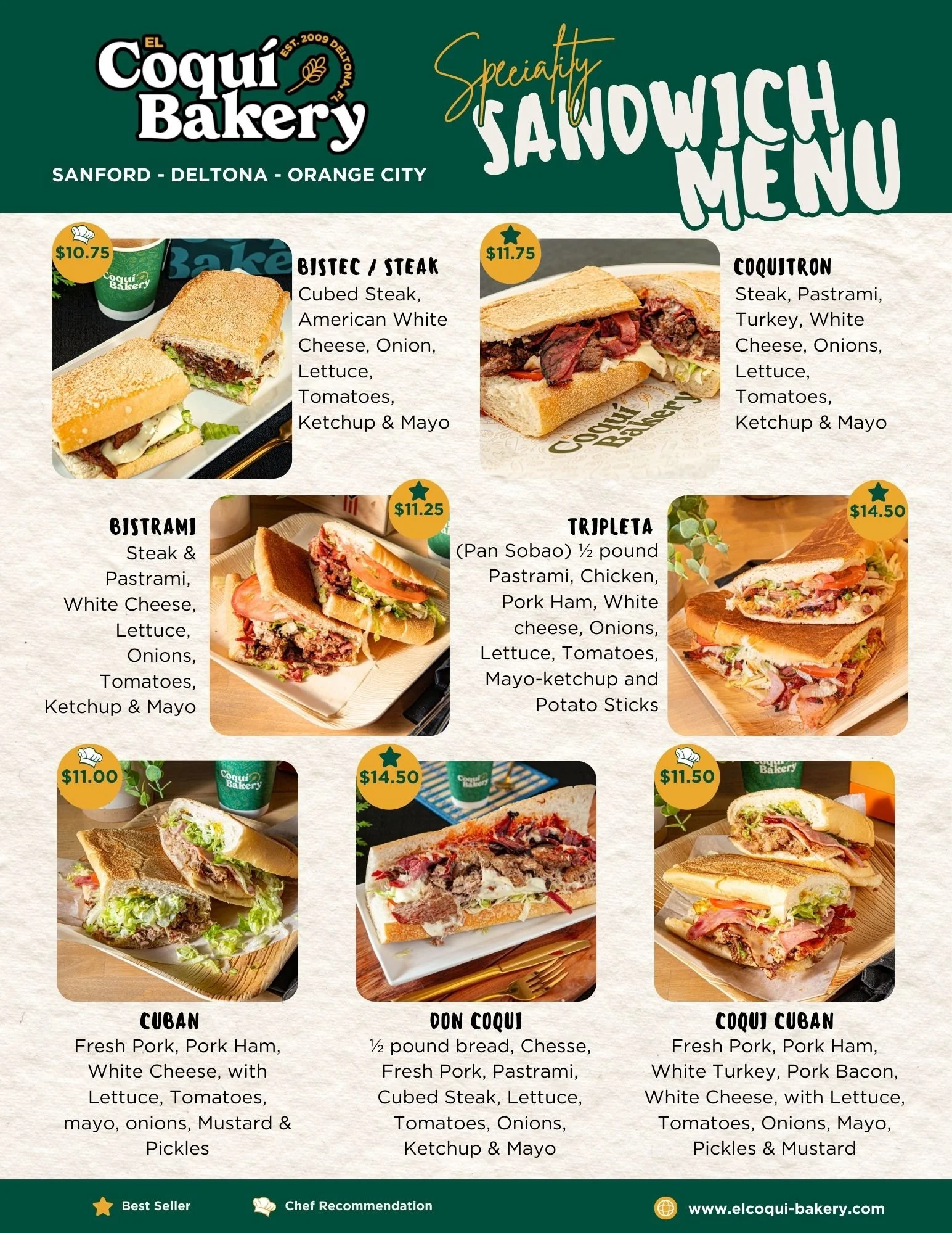 El Coqui Bakery Menu — El Coqui Bakery