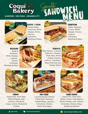 El Coqui Bakery Menu — El Coqui Bakery