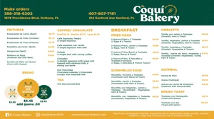 Menu — El Coqui Bakery