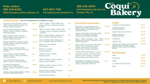 El Coqui Bakery Menu — El Coqui Bakery