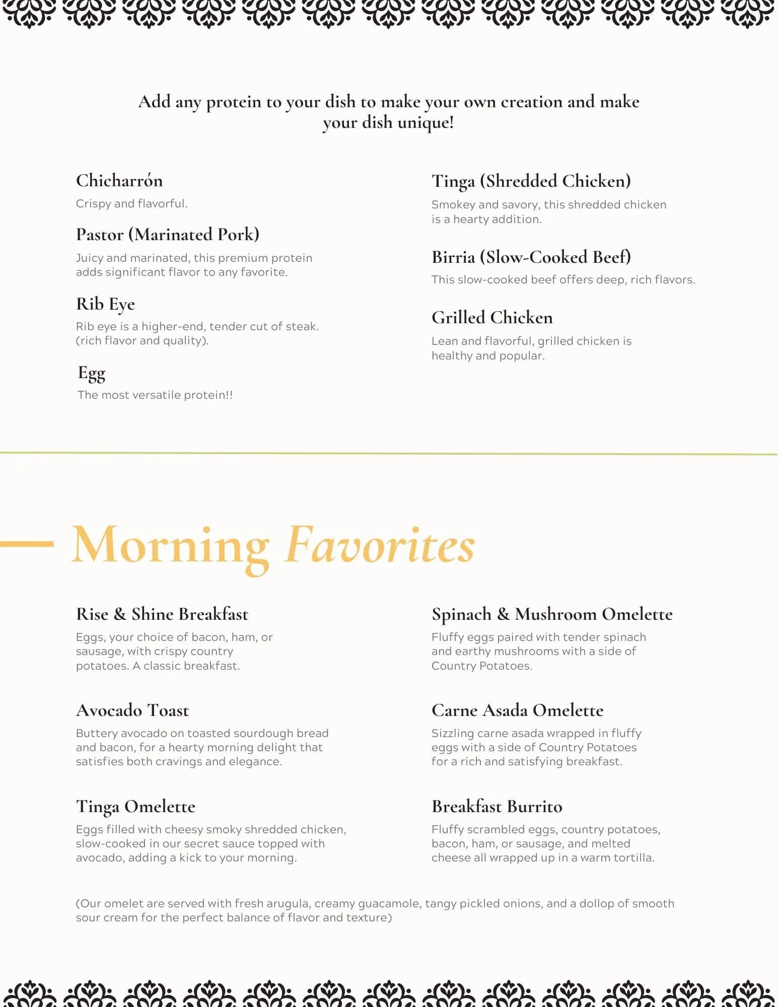 La Condesa™ Menu - Authentic Mexican Brunch & Dishes in Sandy, Utah