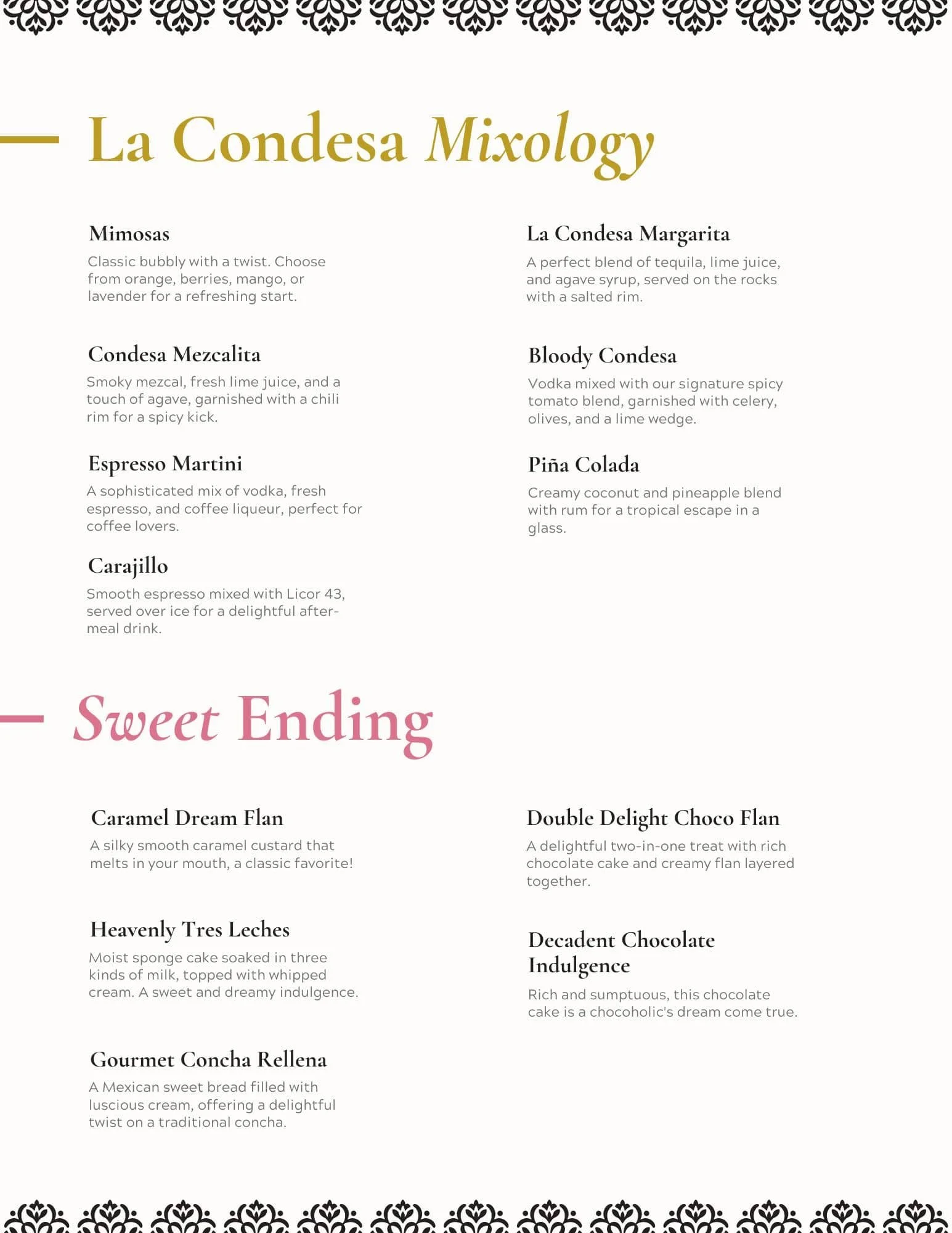 La Condesa™ Menu - Authentic Mexican Brunch & Dishes in Sandy, Utah