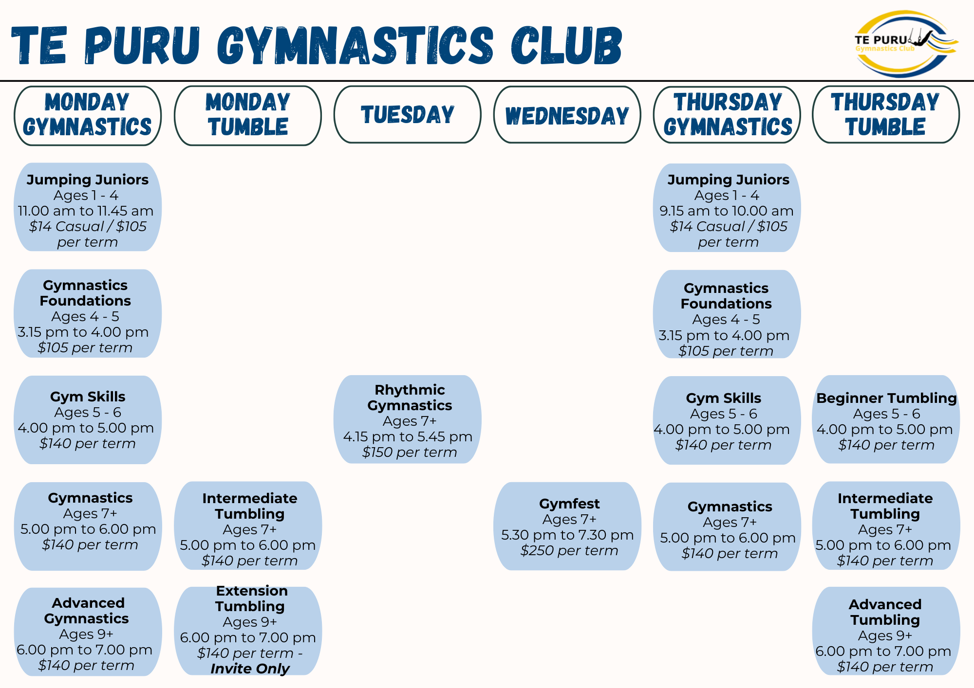 Timetable — Te Puru Community Centre