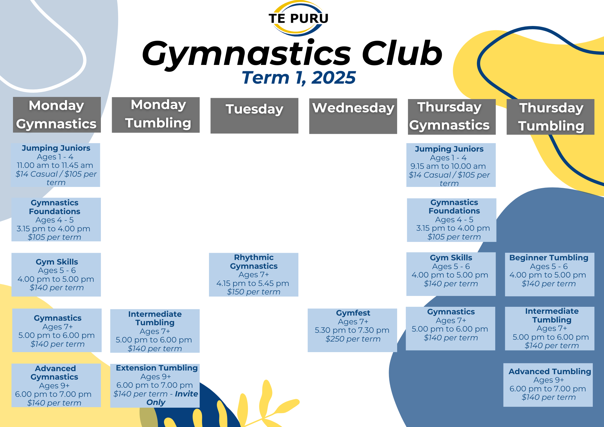 Timetable — Te Puru Community Centre