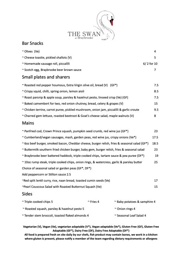 Eat — The Swan at Braybrooke