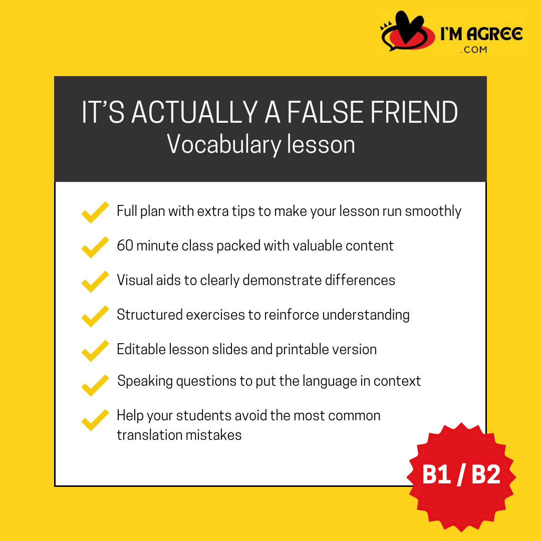 Spanish and English False Friends ESL Lesson Plan — I'm Agree