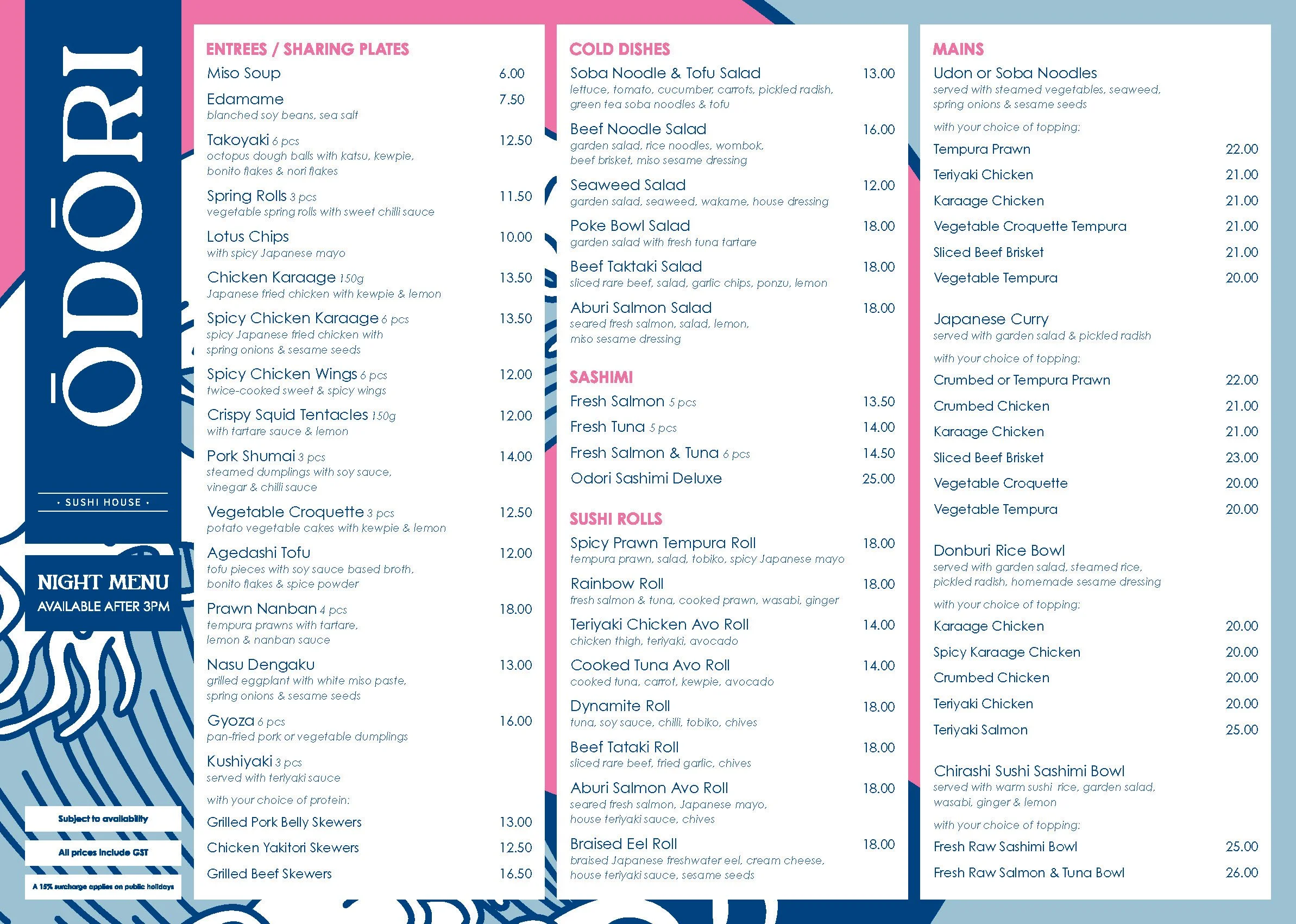 Menu — Odori Sushi House