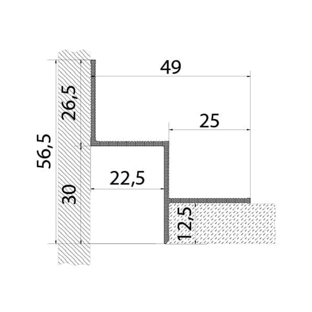 Ceiling shadow gap profile model TS 20 — Shadow gap profile