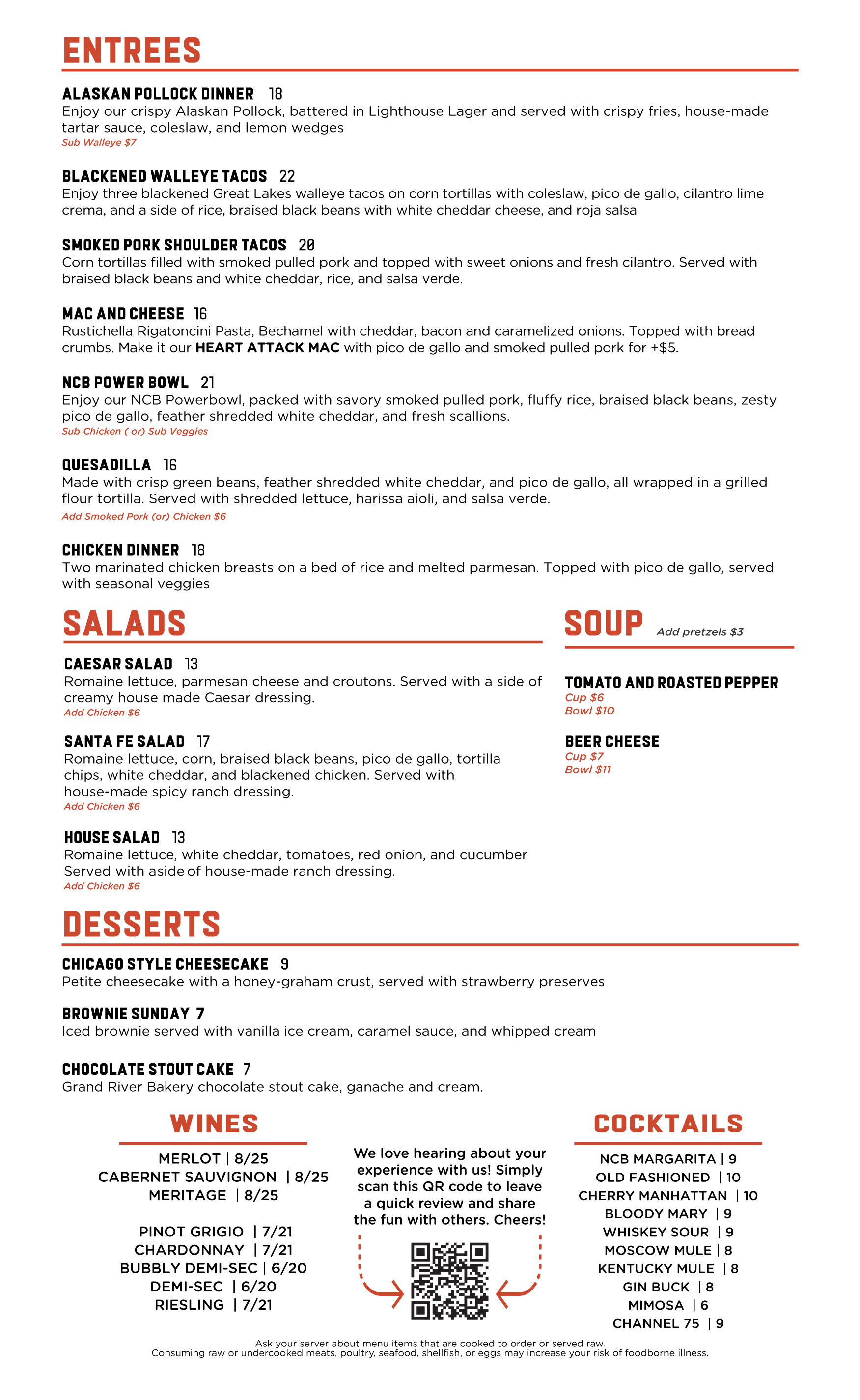 Menu — North Channel Brewing Co.