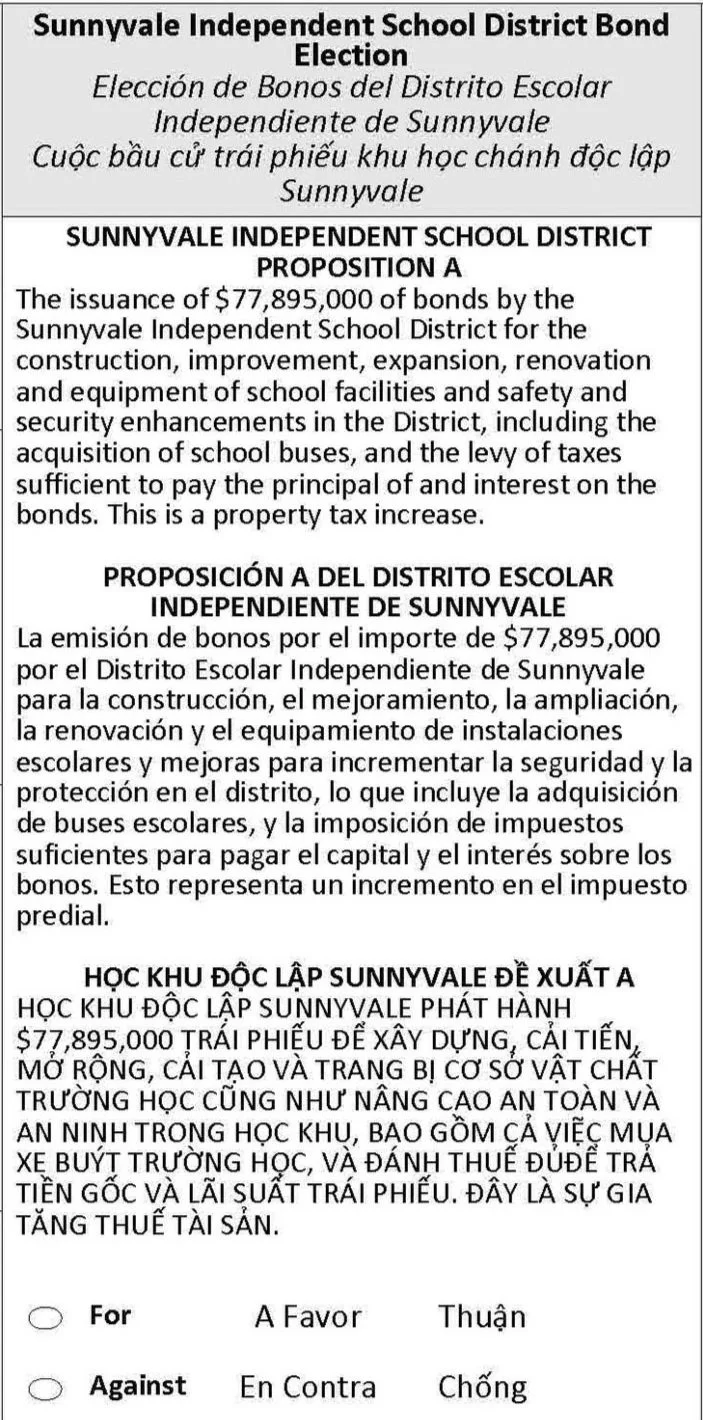 Bond Scope — Sunnyvale ISD November 2024 Bond