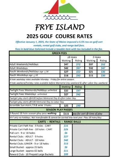 Rates — Frye Island Golf Club
