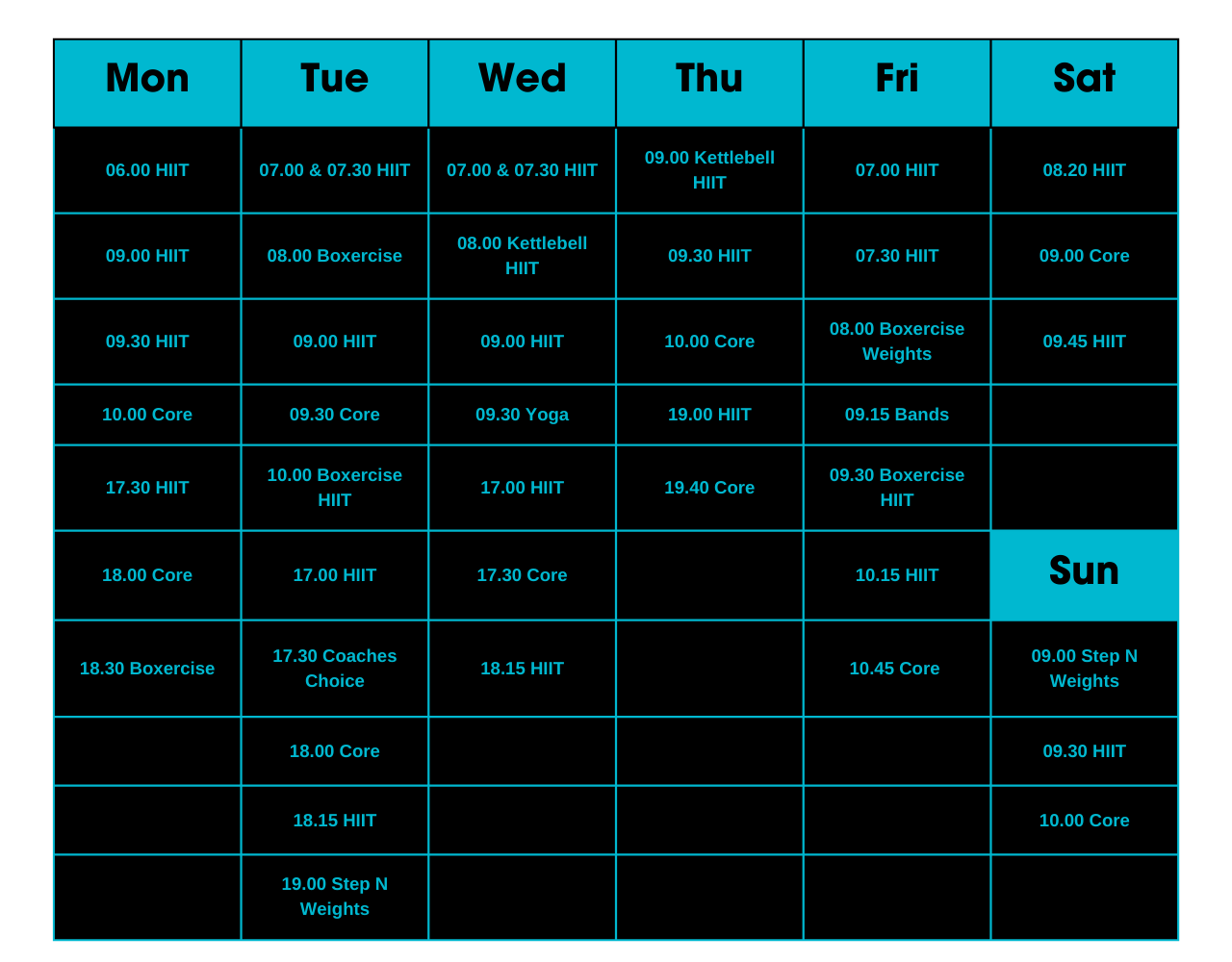 Timetable and Classes — Fiitzone