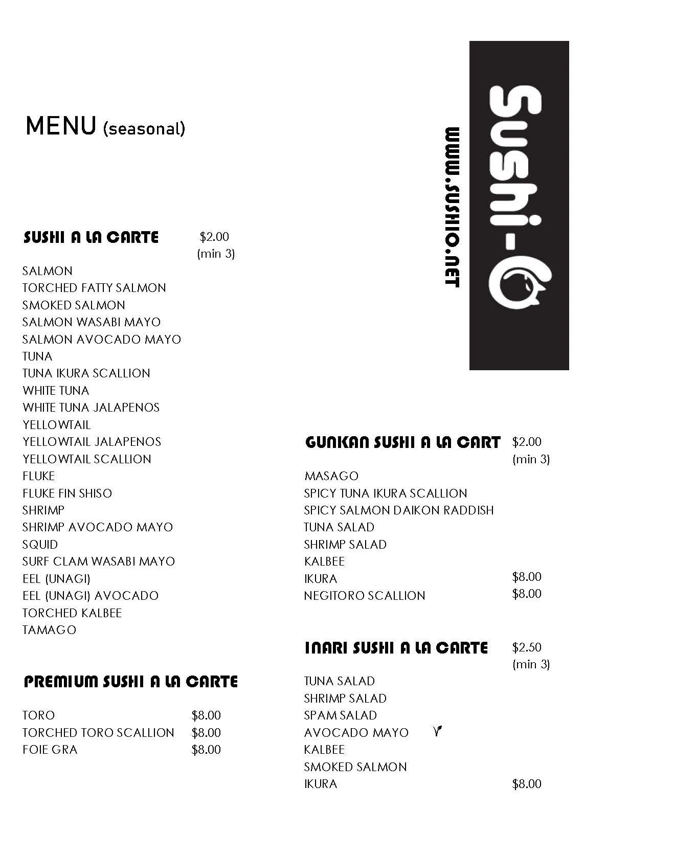 Menu — SUSHI-O